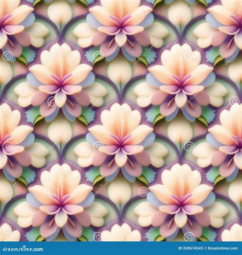 Pattern Mirror Of Flowers And Leaves Abstract In Cream Colors Pattern