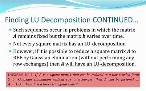 Ppt Chapter 91 Lu Decomposition Powerpoint Presentation Free