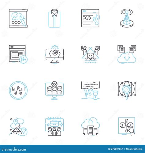 Data Analytics Linear Icons Set Insights Metrics Visualization