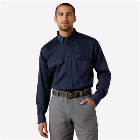 Ariat Fr Solid Work Shirt Navy Circle A Western