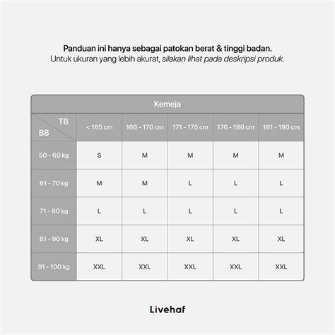 Panduan Size Livehaf