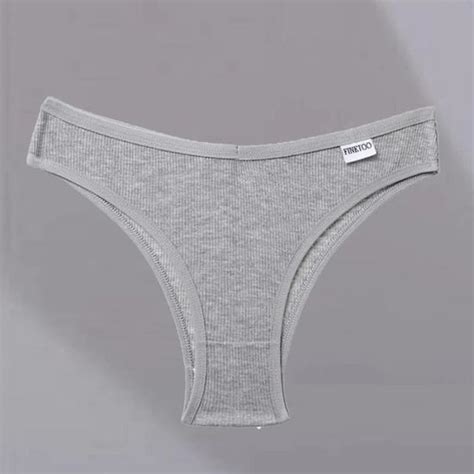 Culotte En Coton Taille En V Pour Femmes Grey E87678 Blanc