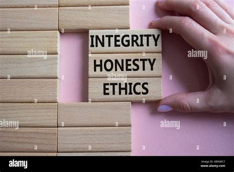 Integrity Honesty Ethics Symbol Concept Words Integrity Honesty Ethics On Wooden Blocks