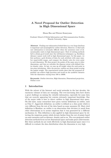 Pdf A Novel Proposal For Outlier Detection In High Dimensional Space