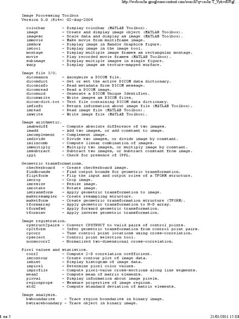 matlab fonction image processing pdf fast fourier transform