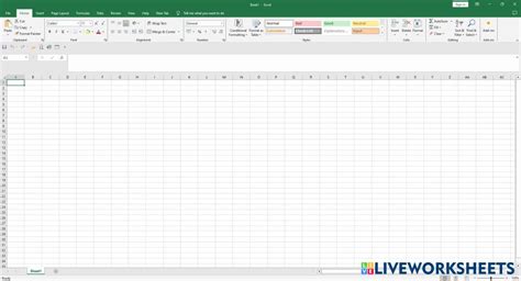 ส่วนประกอบหน้าจอ Microsoft Excel Live Worksheets ส่วนประกอบหน้าจอ Microsoft Excel Live Worksheets