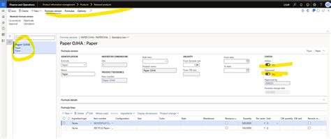 Formula Versions Batch Production D365 Supply Chain Management