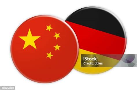 뉴스 개념 중국 국기에 독일 플래그 단추 백색 배경에 3d 그림 3차원 형태에 대한 스톡 벡터 아트 및 기타 이미지 3차원 형태 International Match