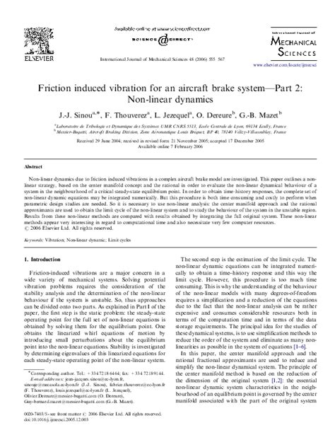pdf friction induced vibration for an aircraft brake system—part 1