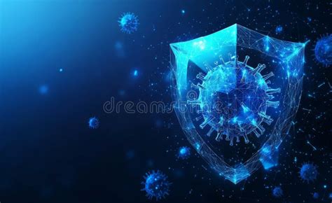 Virus And Immune System Protection Concept Abstract Blue Guard Shield
