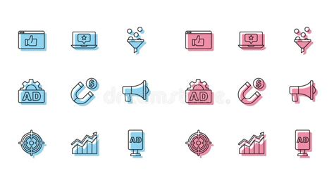 Set Line Target Financial Growth Increase Customer Product Rating Advertising Magnet With