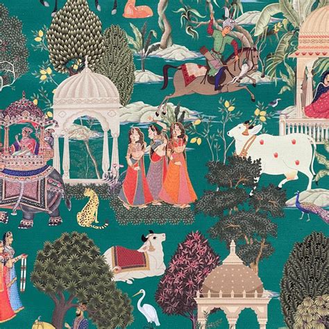 Regalia Printed Cotton Fabric Indian Mughal Inspired Pattern