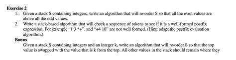 solved exercise 2given a stack s ﻿containing integers write