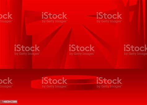 빨간색 현실적인 모형 제품 디스플레이 추상 벡터 3d 룸 실린더 받침대 연단 프레젠테이션을 위한 무대 쇼케이스 미래 공상 과학 최소한의 기하학적 형태 빈 장면 0명에 대한