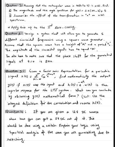 Solved 172 Fourier Series Chap Table 4 3 Fourier Series For