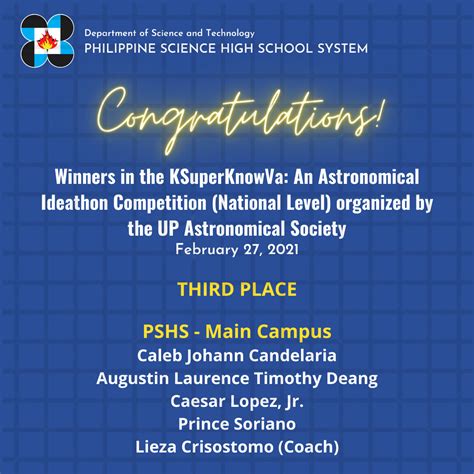 Pshs Main Campus Caraga Campus Top Up Astrosoc — Philippine Science High School System
