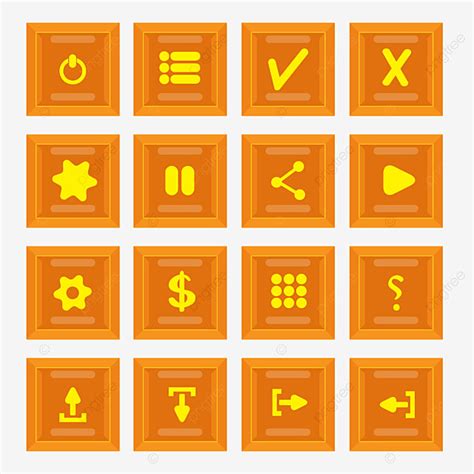 Settings Button Vector Png Images Orange Game Button Set Game Button