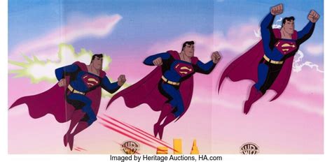 Superman The Animated Series Superman Production Cel Sequence Of 3