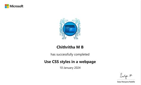 M B Chithritha On Linkedin Completed Use Css Styles In A Webpage Microsoft India Skills Pvt Ltd