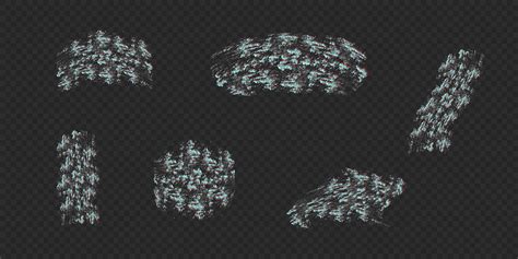 Glitch Distressed Brush Strokes Set Digital Noise And Distortion
