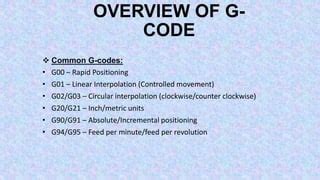 INTRODUCTION ABOUT CNC MACHINE With G Code And M Code Pptx