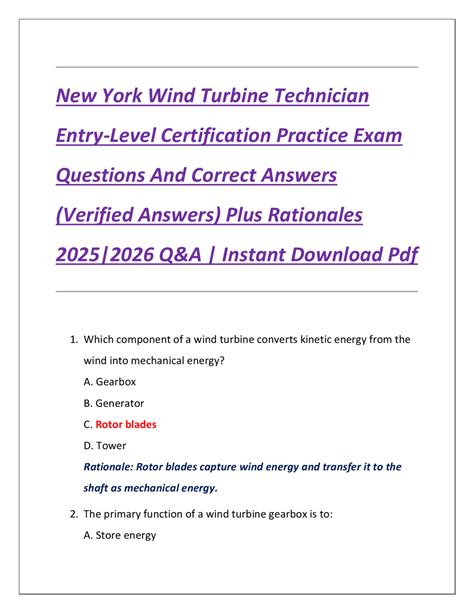 New York Wind Turbine Technician Entry Level Certification Practice