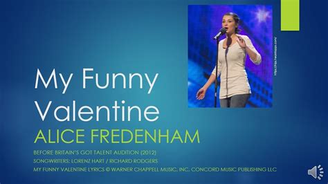My Funny Valentine By Alice Fredenham Lyrics Youtube
