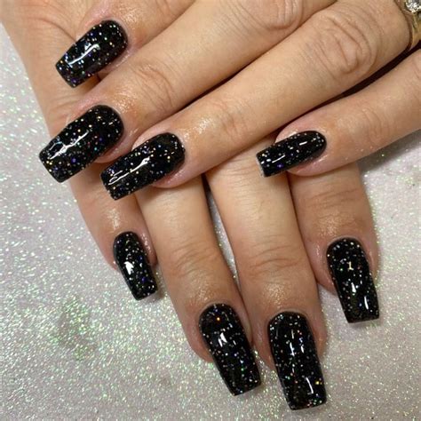 Short Black Sparkly Nails At Virginia Corns Blog