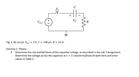 Fig RC circuit Vsrc V C μF R Ω Exercise Chegg