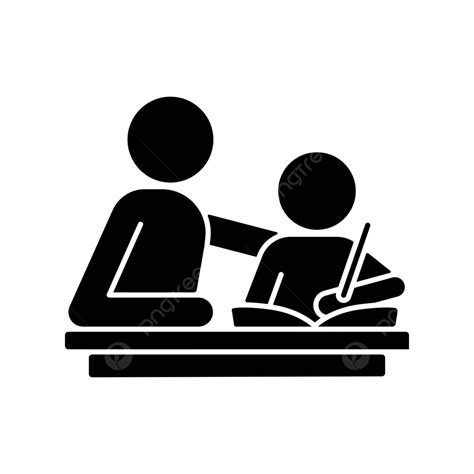 Helping With Homework Black Glyph Icon Activity People Icon Vector