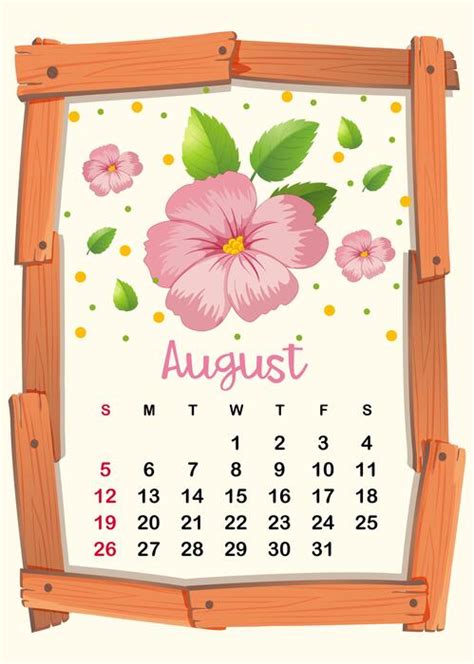 August Calendar Vector Art Icons And Graphics For Free Download