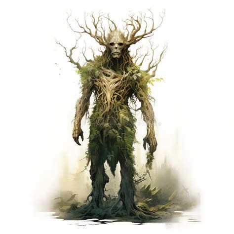 Majestic Leshy Figure With Twisted Branches In Fantasy Art Stock