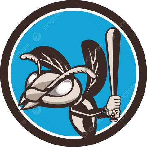 Hornet Baseball Player Batting Circle Retro Sting Hornet Illustration Vector Sting Hornet