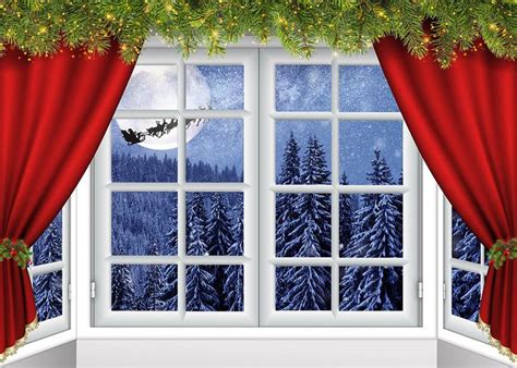 Avezano Red Curtain Christmas Eve Photography Backdrop Holiday T