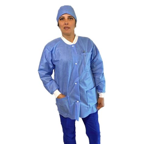 Mpg Disposable Lab Jacket X Large Light Blue 12bx 3 Pocket 4