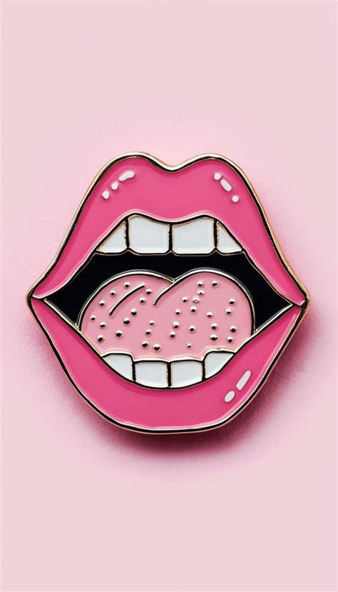 Whimsical Hot Pink Lips Enamel Pin Design Phone Case Cover Playground