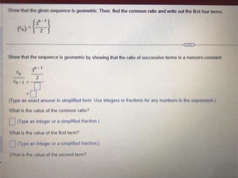 solved show that the given sequence is geometric then find