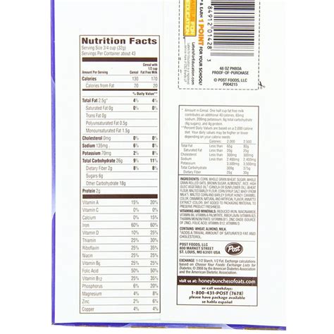 Honey Bunches Of Oats Nutrition Label