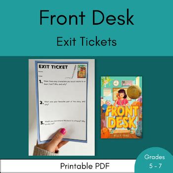 Front Desk Novel Study Exit Tickets For Babe Reflection Comprehension