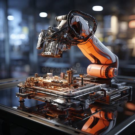 Ai Creates Images Car Factory 3d Automated Robot Arm Assembly Line Manufacturing Advanced Stock