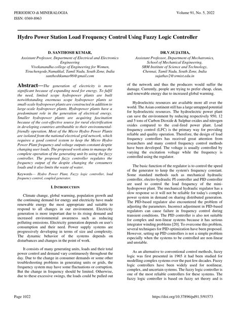 Pdf Hydro Power Station Load Frequency Control Using Fuzzy Logic