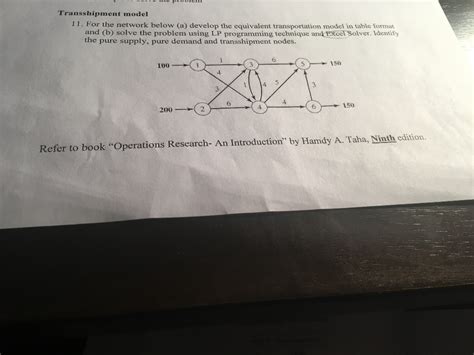 Solved Transshipment Model 11 For The Network Below A
