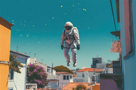 Premium Ai Image Astronaut Floating Over A City Generative Ai