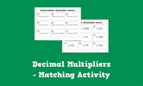 Percentage Increasedecrease Decimal Multipliers Matching Activity