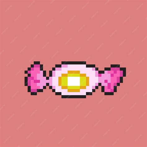 Premium Vector Single Pink Candy In Pixel Art Style