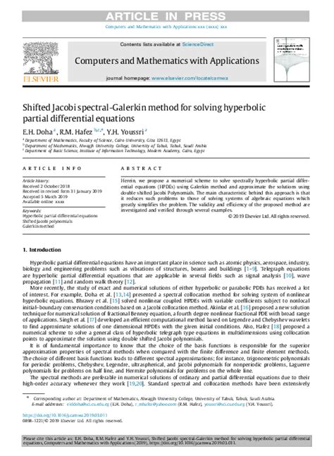 Pdf Shifted Jacobi Spectral Galerkin Method For Solving Hyperbolic Partial Differential Equations