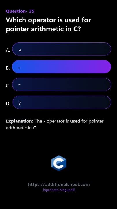 Which Operator Is Used For Pointer Arithmetic In C Youtube