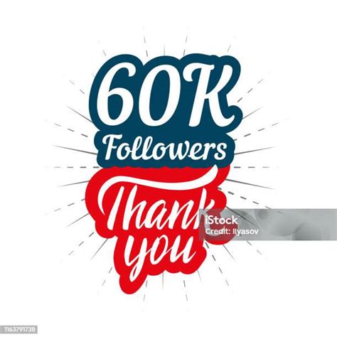 소셜 네트워크에서 많은 추종자를 축하해 주셔서 감사합니다 60k 추종자 카드 감사합니다에 대한 스톡 벡터 아트 및 기타 이미지 감사합니다 공동체 단체 Istock