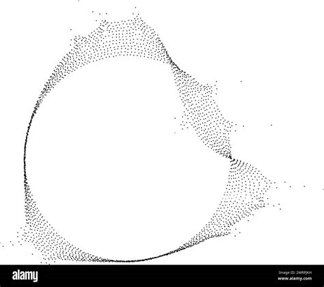 Black Dotted Wavy Lines With Dissolve Effect Stipple Disintegrating Curved Circle Halftone