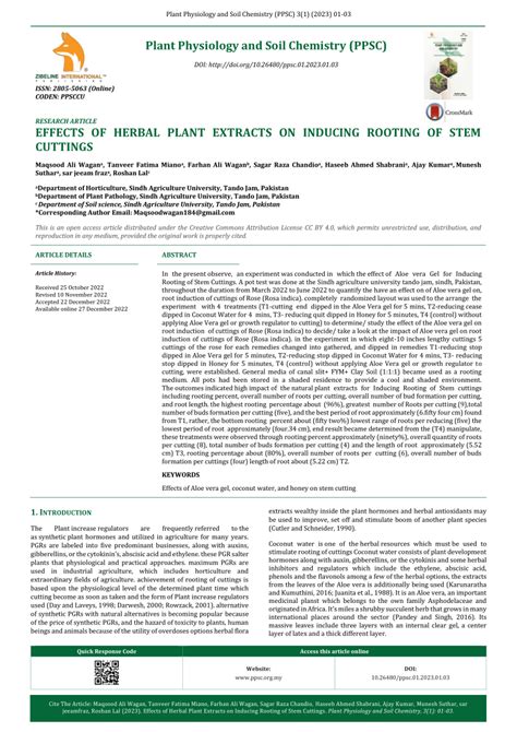 Pdf Effects Of Herbal Plant Extracts On Inducing Rooting Of Stem Cuttings
